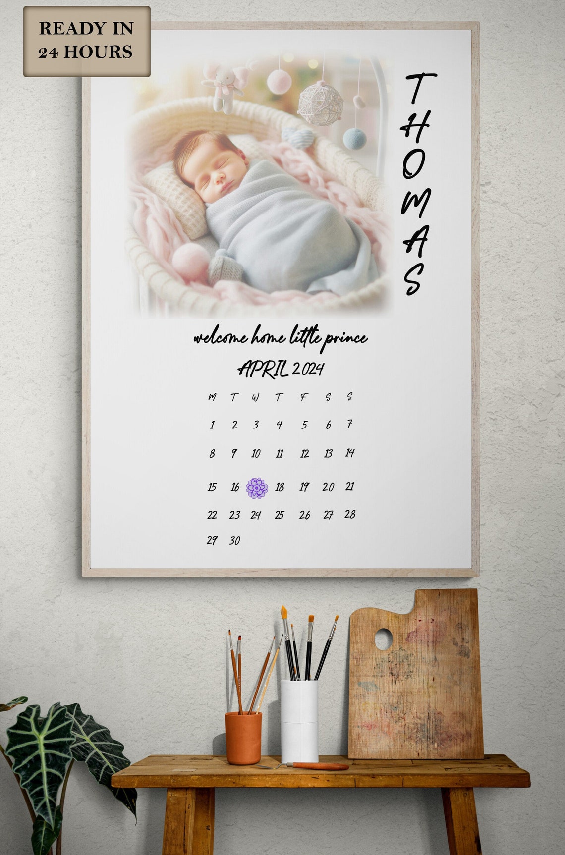 Personalized Baby Birth Calendar With Photo,digital Newborn Keepsake ...