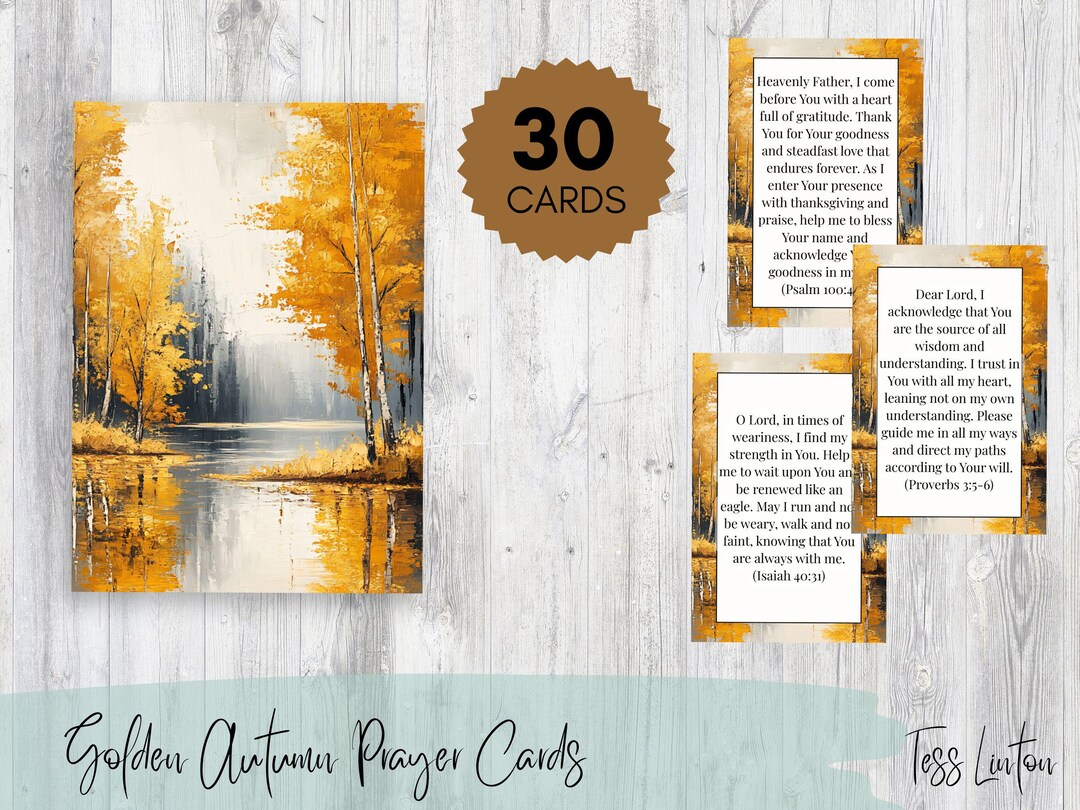 30 Golden Autumn Prayer Cards | Printable Scripture Cards - Etsy