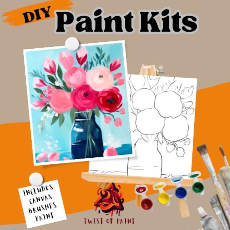 Floral Bouquet DIY Paint Kit - Vibrant, Long-lasting Floral Design Set ...