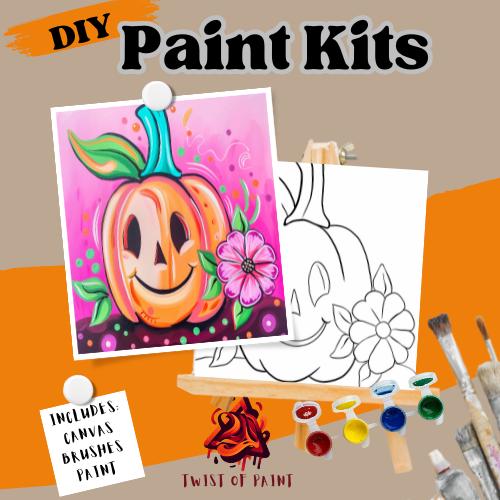 Tickled Pink Pumpkin DIY Paint Kit / Holloween Fun / Pre-drawn Outline ...