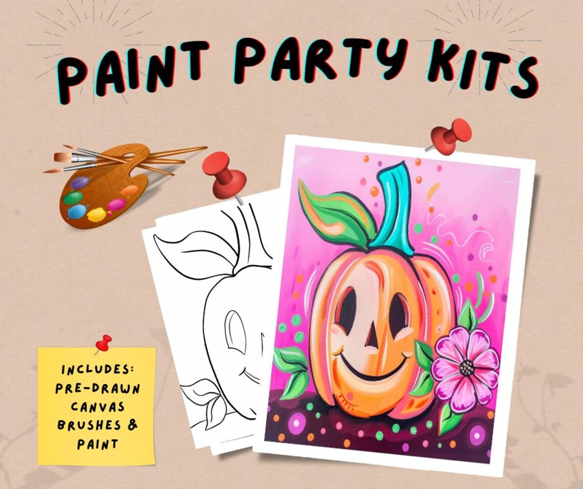 Tickled Pink Pumpkin DIY Paint Kit / Holloween Fun / Pre-drawn Outline ...