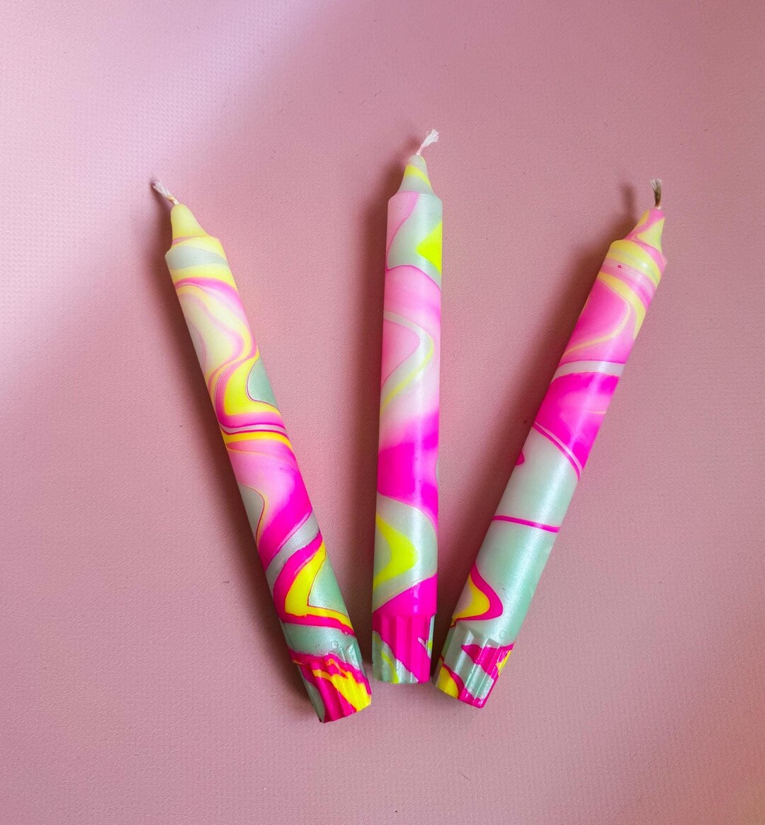 Handcrafted Colorful Taper Candles, Swirl Wax Candles for Home Decor ...