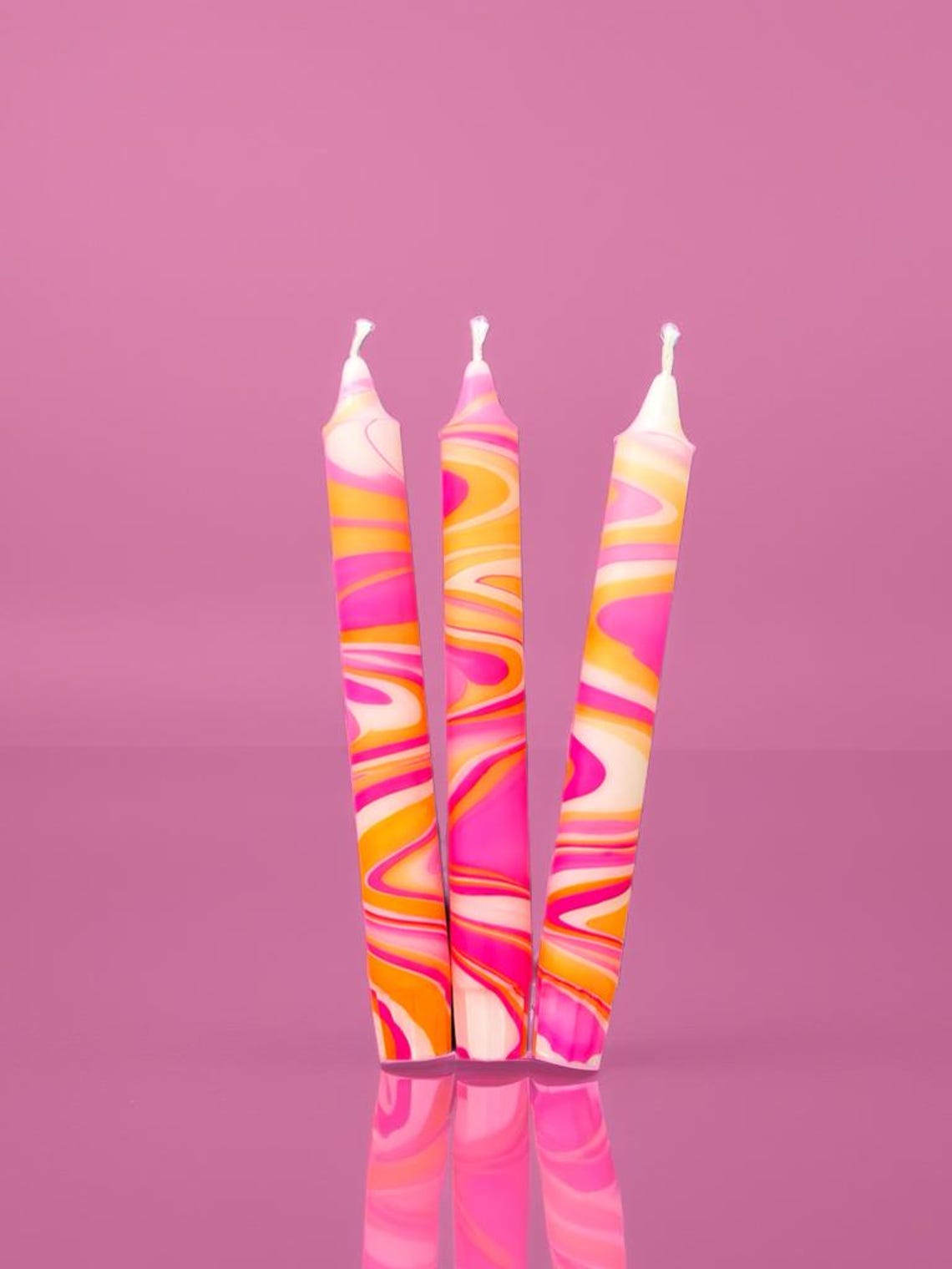 Handcrafted Colorful Taper Candles, Swirl Wax Candles for Home Decor ...