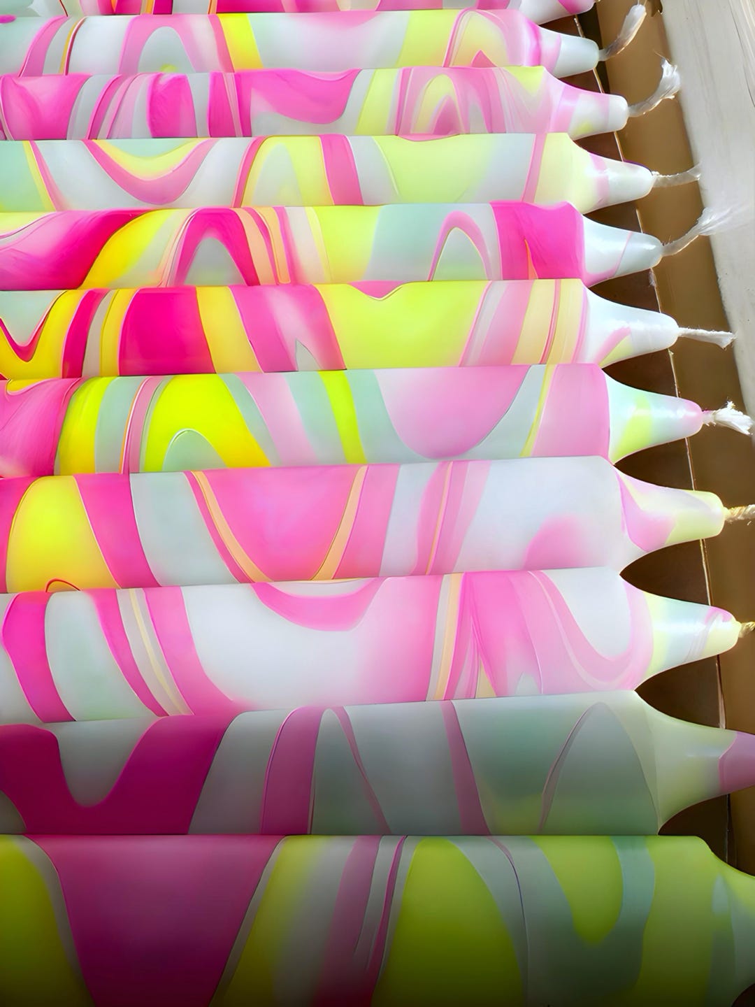 Neon Marbled Taper Candles (set of 3): Bright Party Decor - Etsy