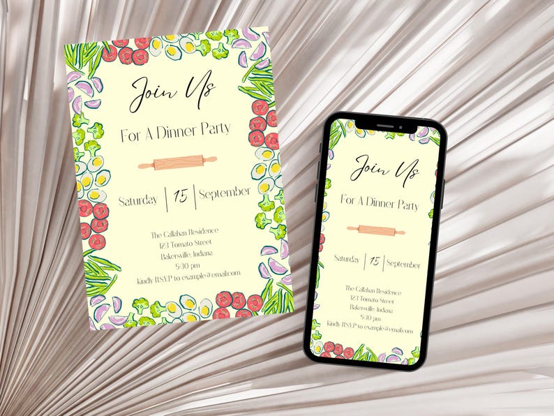 Editable Dinner Party Invitation Template, Dinner Party Invitation ...