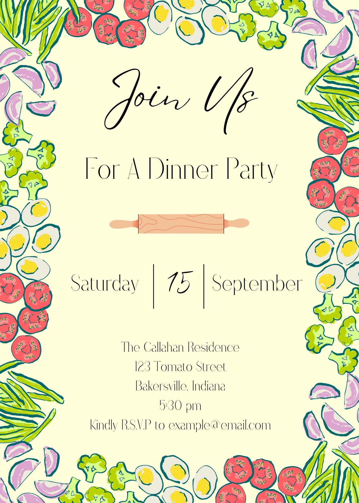 Editable Dinner Party Invitation Template, Dinner Party Invitation ...