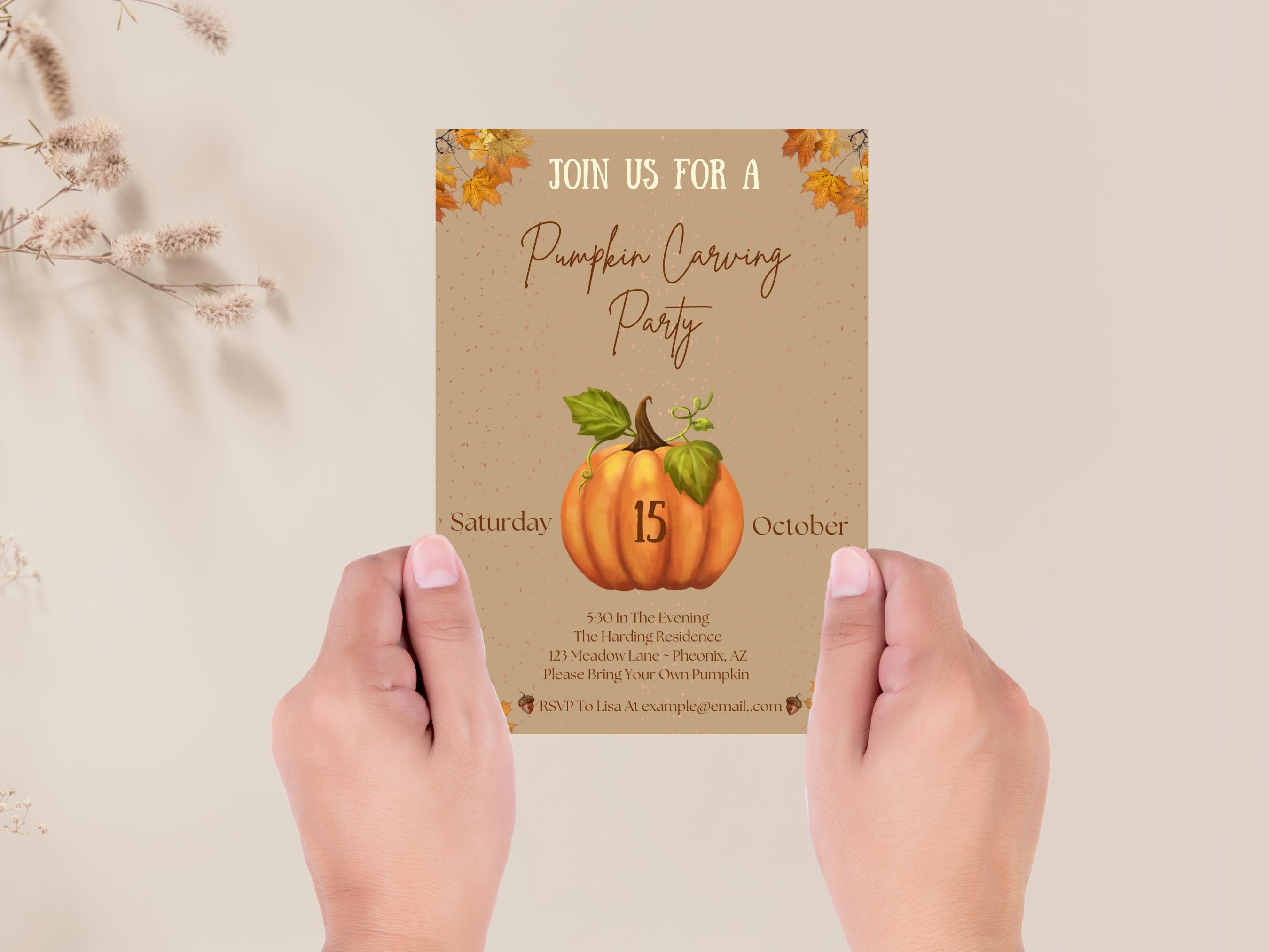 Editable Pumpkin Carving Invitation Template, Pumpkin Carving Party ...
