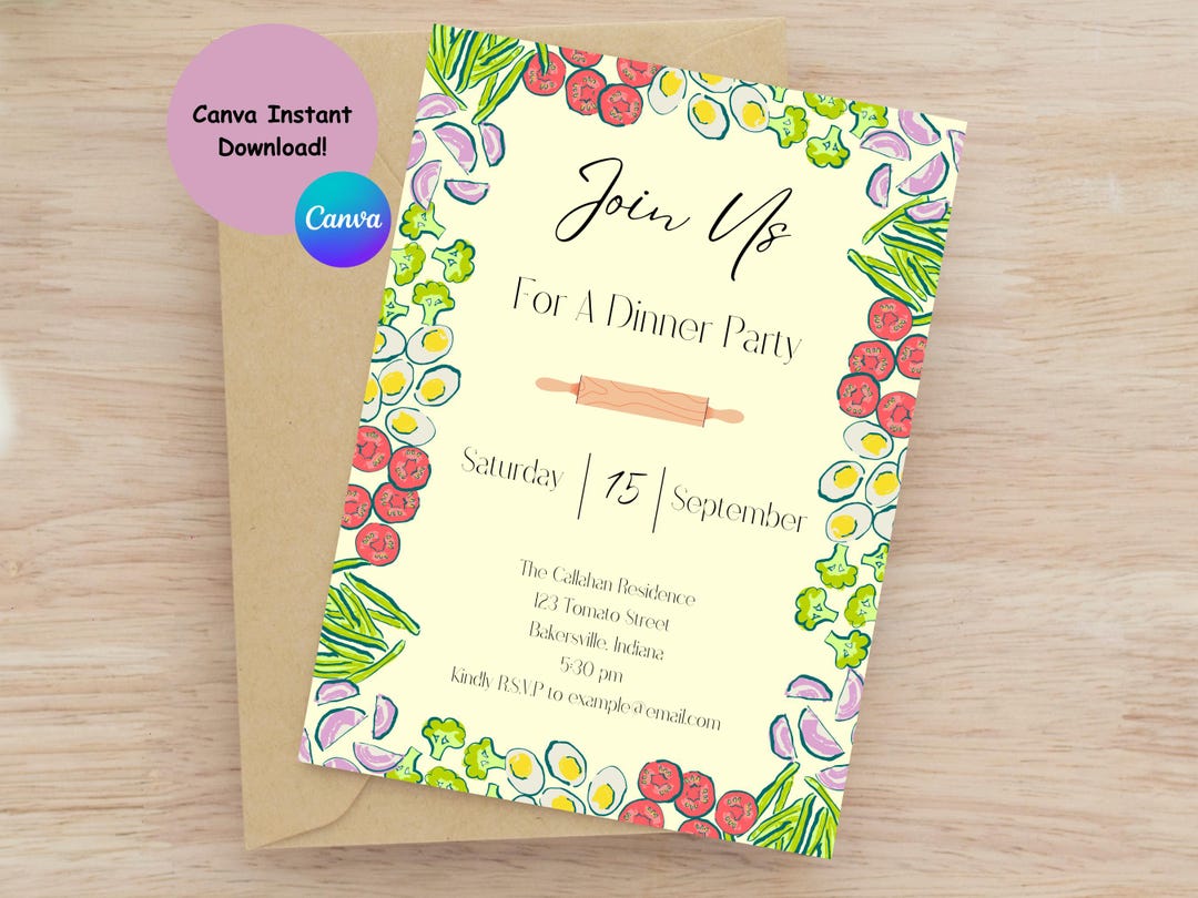 Editable Dinner Party Invitation Template, Dinner Party Invitation ...