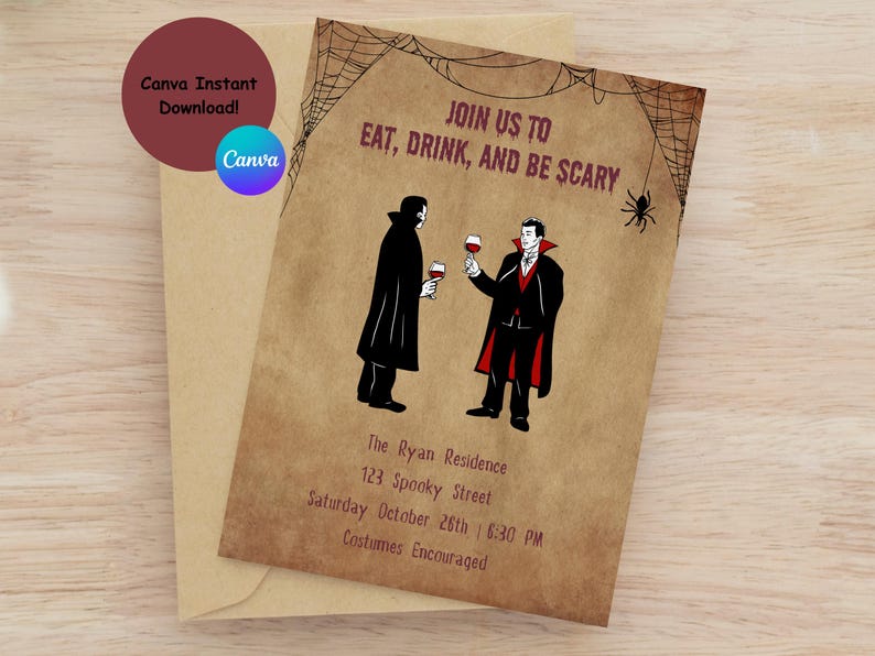 Editable Halloween Party Invitation, Vampire Halloween Party Invitation ...