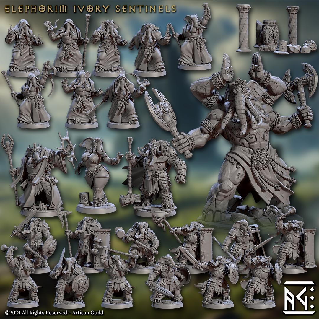 Elephorim Ivory Sentinels - Complete Resin Miniature Set, Artisan Guild ...