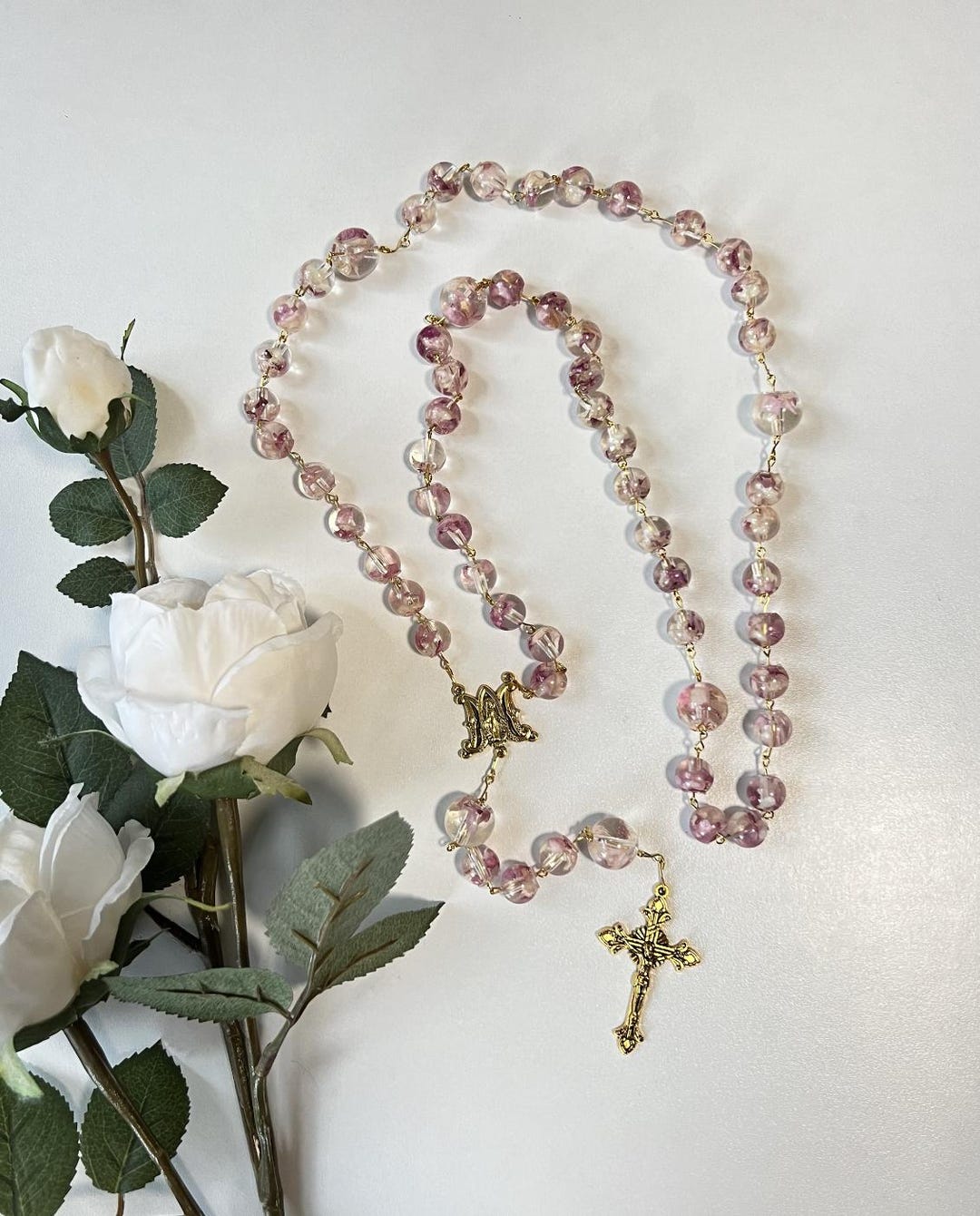 Handcrafted Resin Rosary With Preserved Flower Petals – A Prayerful ...