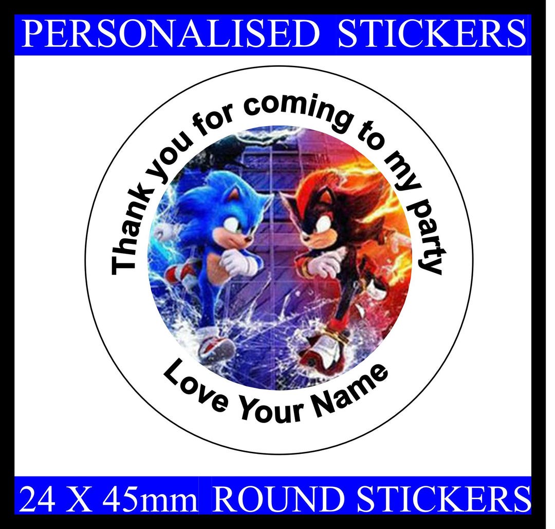 Personalized Sonic Birthday Stickers, Party Favor Labels (45mm) - Etsy UK
