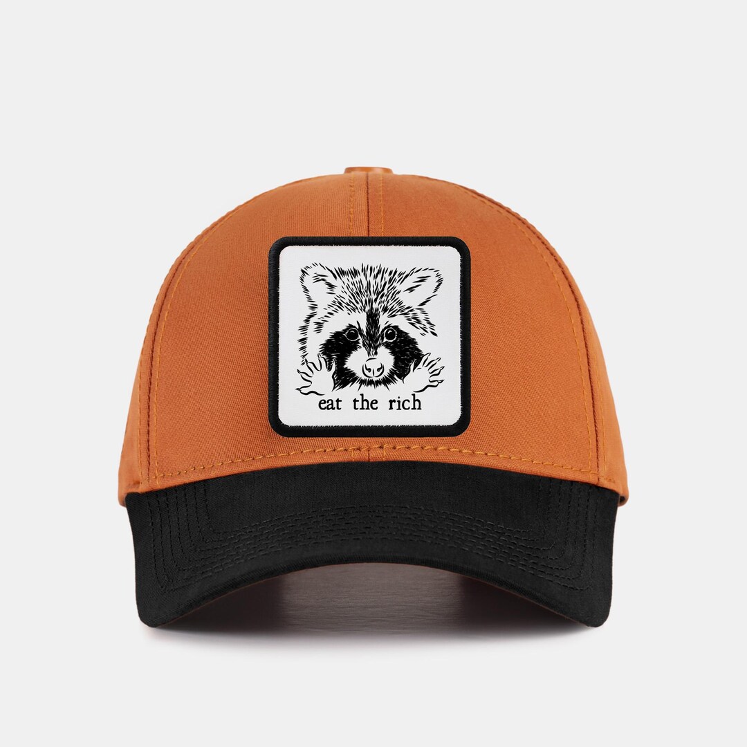 Eat the Rich Racoon Patch Cotton Baseball Cap, Adjustable - Etsy