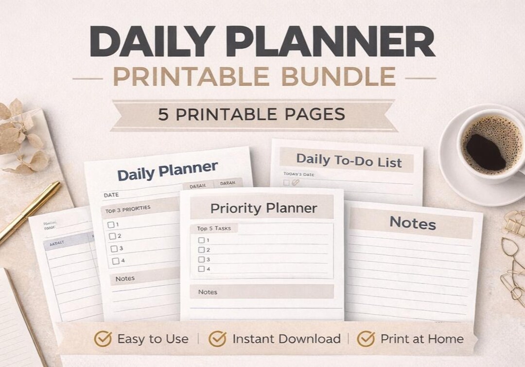 Daily Planner Printable Bundle | to Do List | Weekly Planner ...
