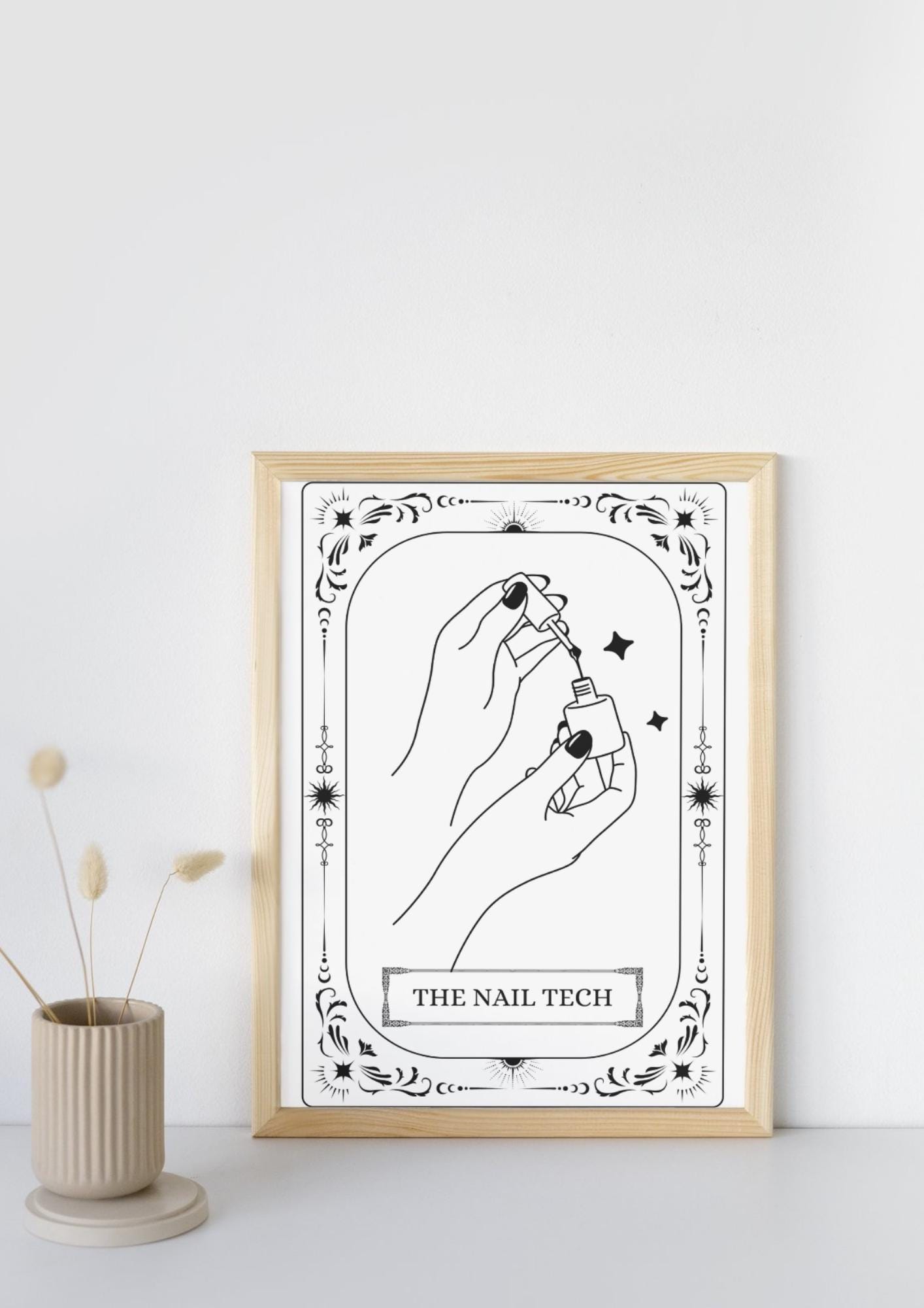 The Nail Tech Digital Print | A4 Black & White Printable Wall Art ...
