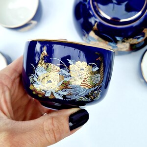 Vintage Beautiful Cobalt Blue Japanese Tea Set Pheasant Theme - Etsy