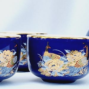 Vintage Beautiful Cobalt Blue Japanese Tea Set Pheasant Theme - Etsy