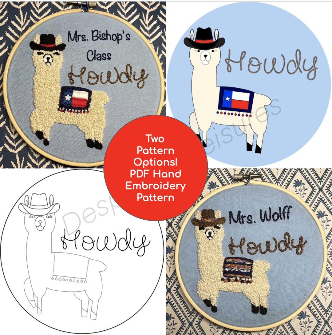 Hand Embroidery Pattern: Howdy Llama - Etsy