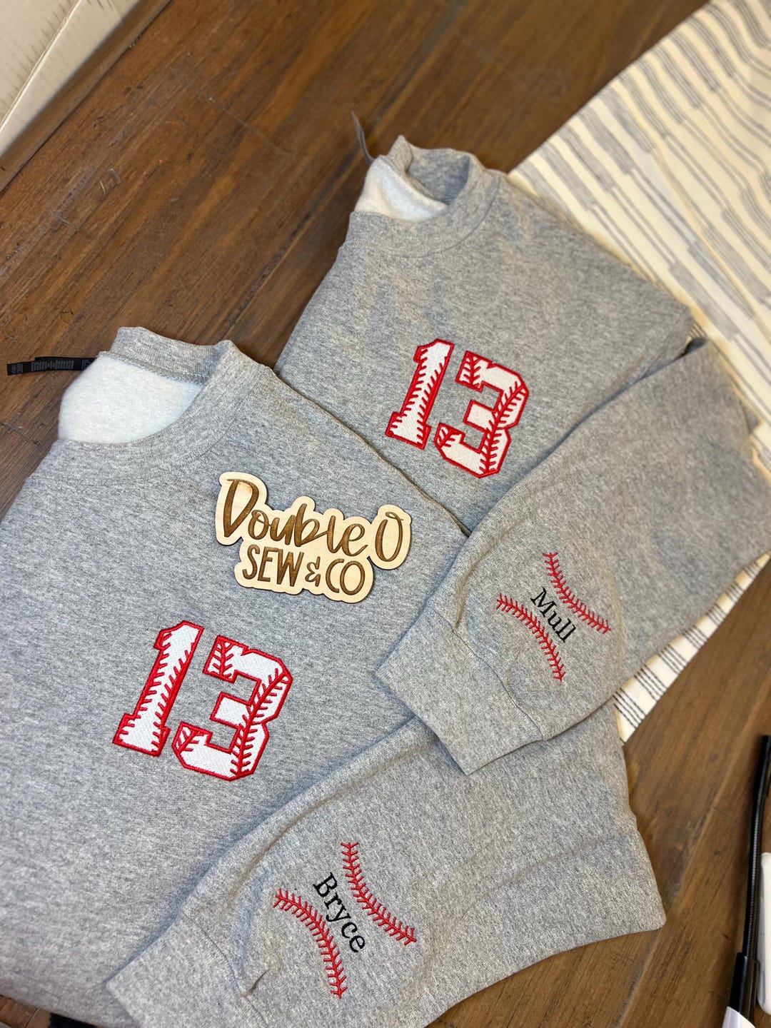 Baseball/softball Numbers Left Chest Custom Embroidered Crewneck ...