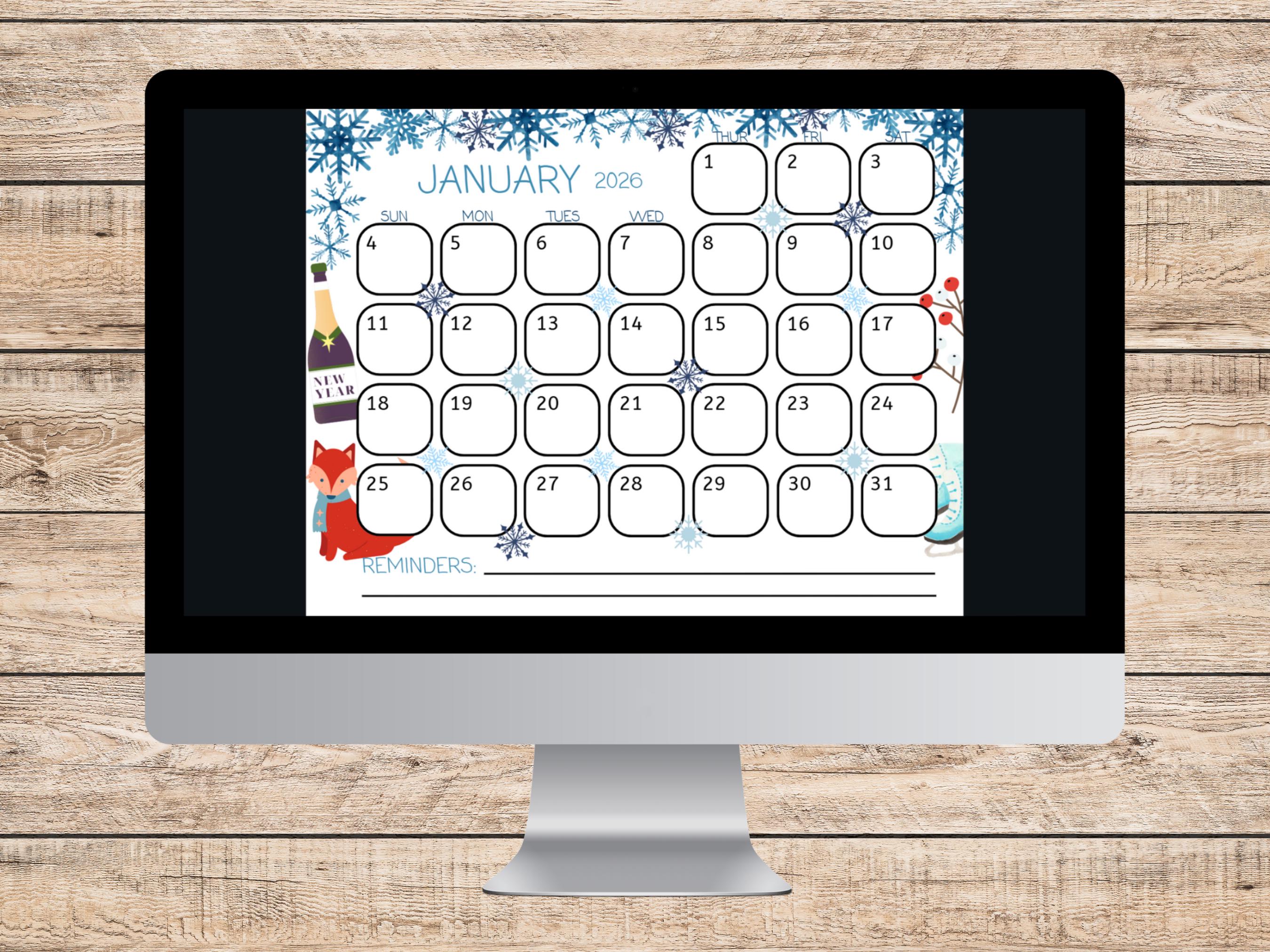 Editable 2026 Monthly Calendar Bundle, Home and Office Printable ...