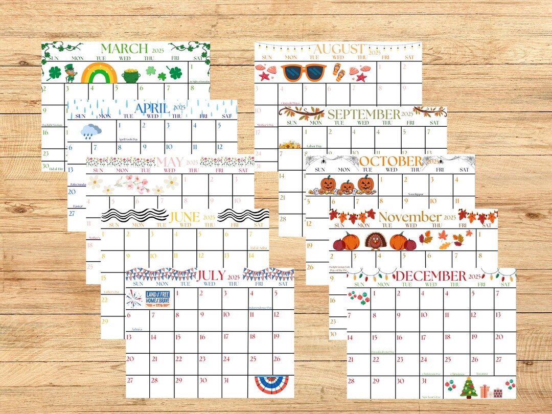 2025 Printable Calendars, Printable Kids Calendars, Homeschool ...