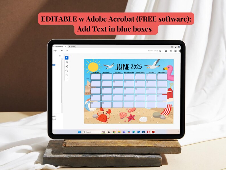 2025 June Calendar, Beach Theme Calendar, Printable Calendar Template ...