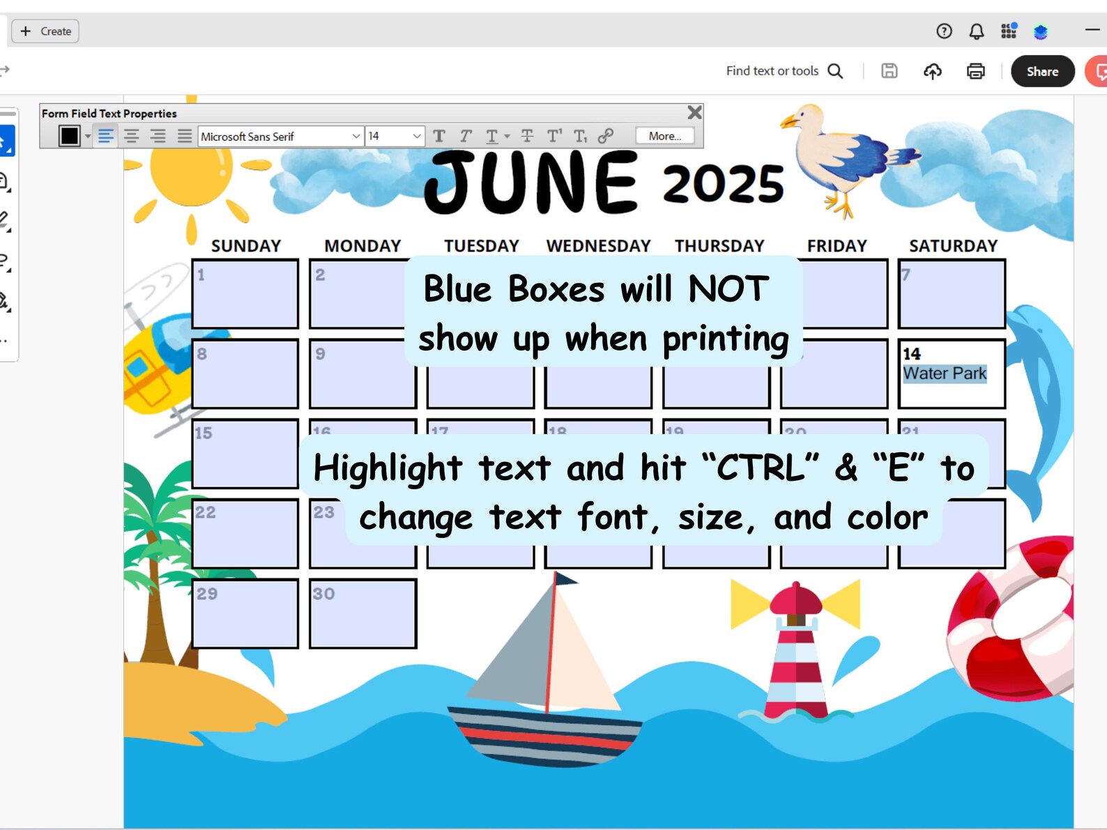 2025 June Calendar, Summer Calendar, Printable Calendar Template ...