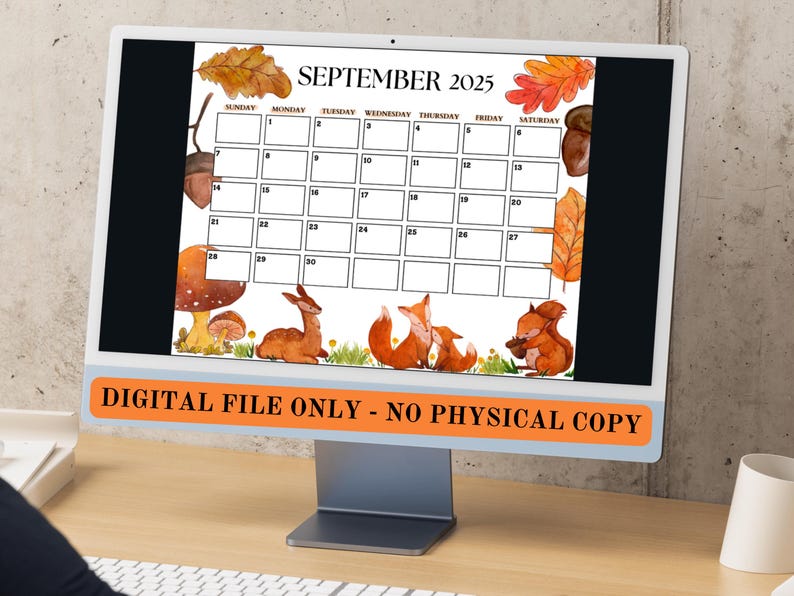Fall Leaves and Animals September 2025 Calendar: Printable & Editable ...