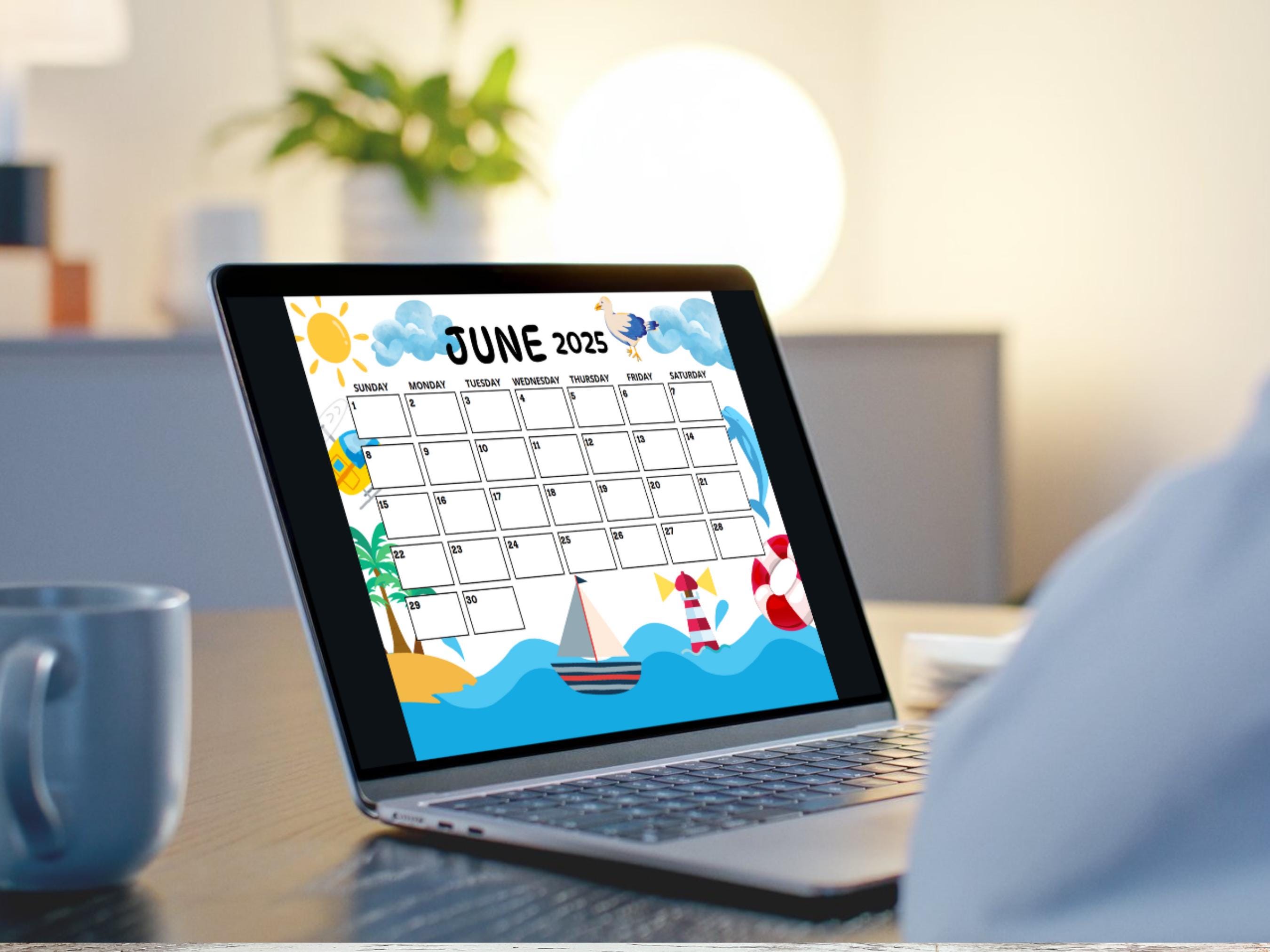 2025 June Calendar, Summer Calendar, Printable Calendar Template ...