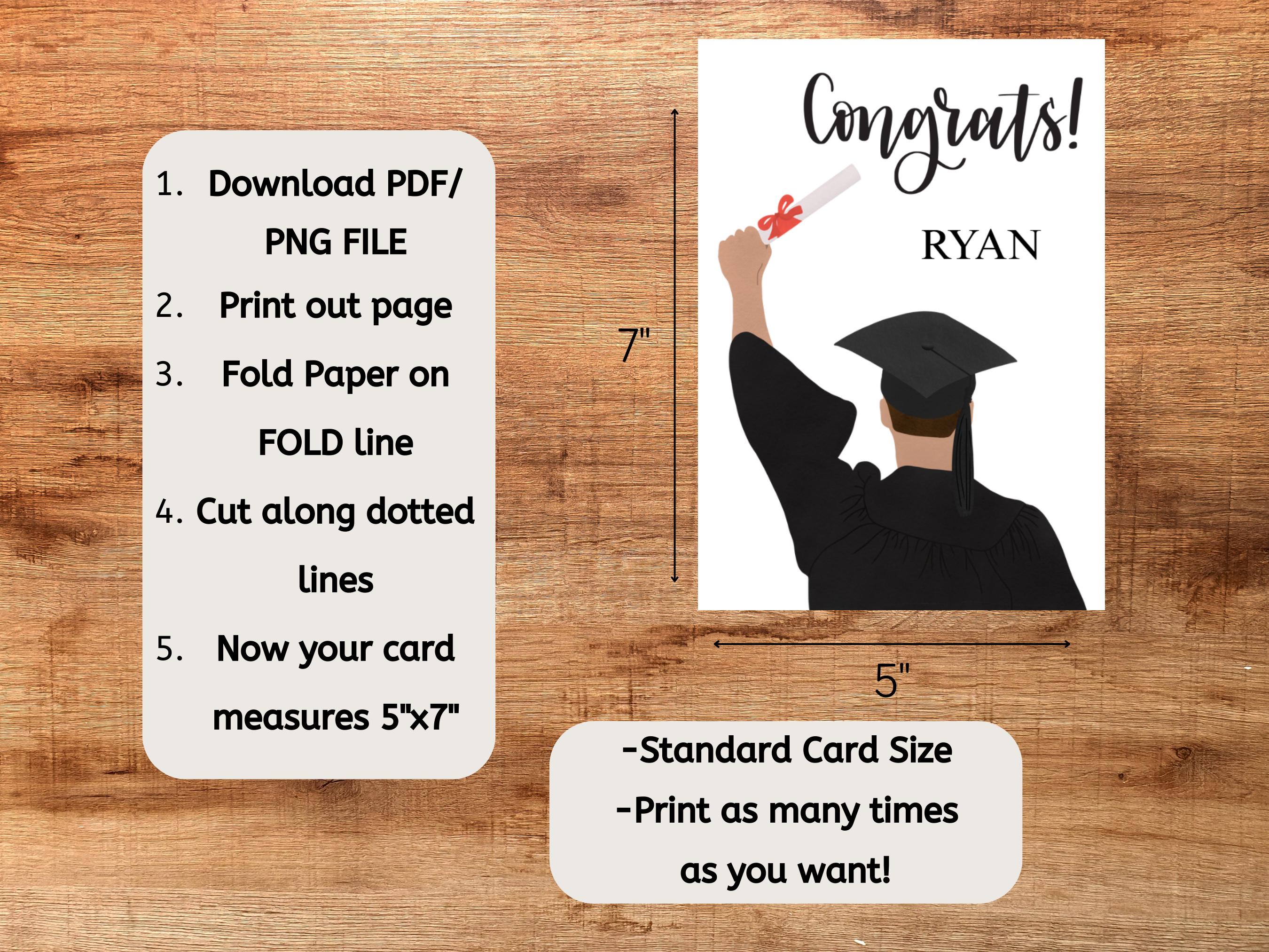 Editable and Printable Graduation Card, Personalize Graduation Card ...