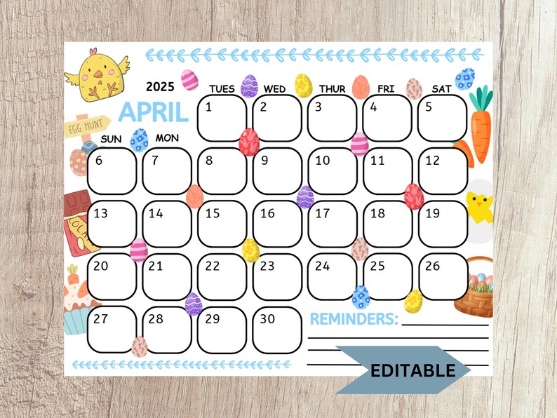 2025 April Calendar, Easter Calendar, Printable Calendar Template ...