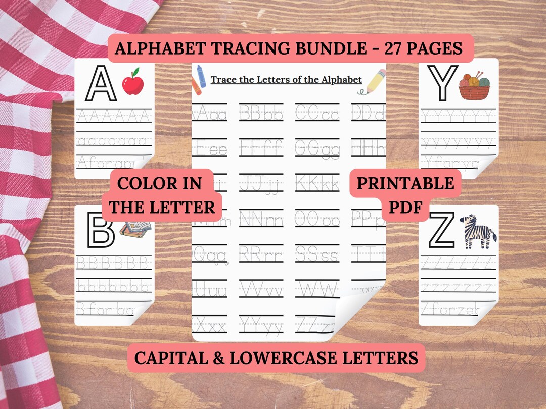 Alphabet Tracing Worksheet Bundle, Alphabet Tracing A-Z, Handwriting ...