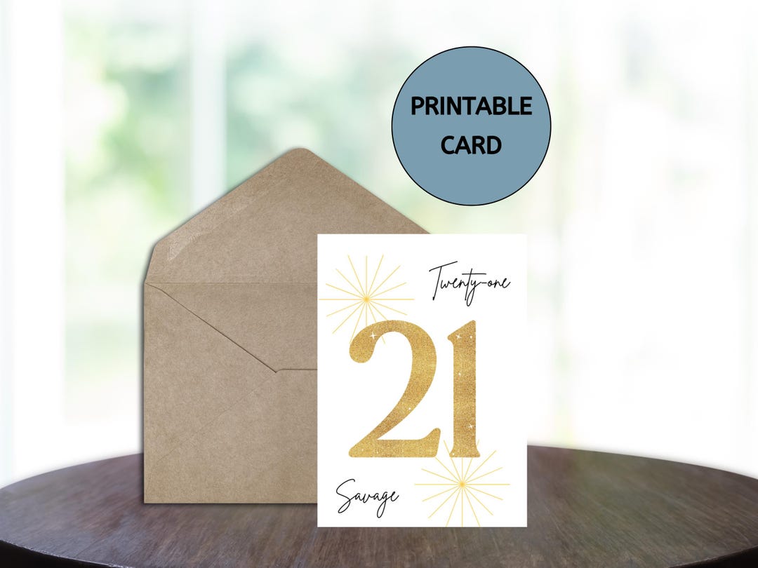 21st Birthday Card Printable, Digital Download, Happy Birthday Card ...