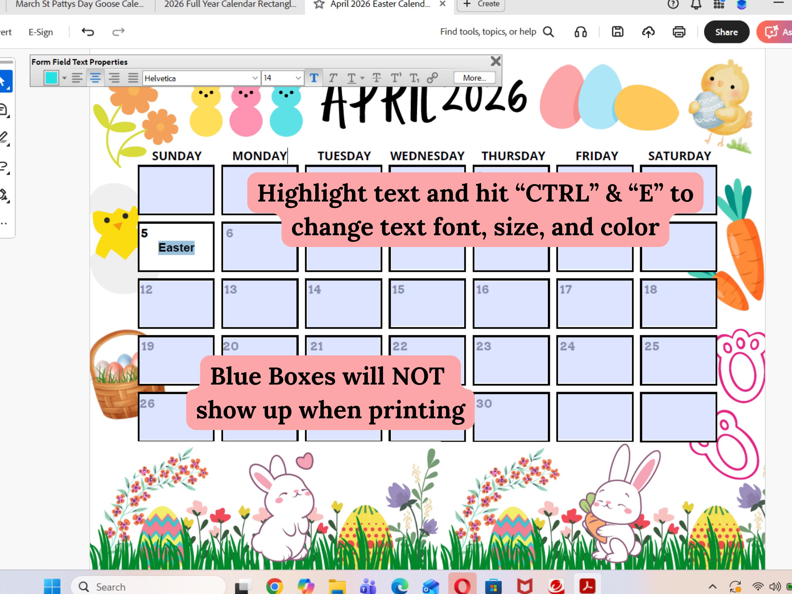 2026 April Calendar, Easter Calendar, Printable Calendar Template ...