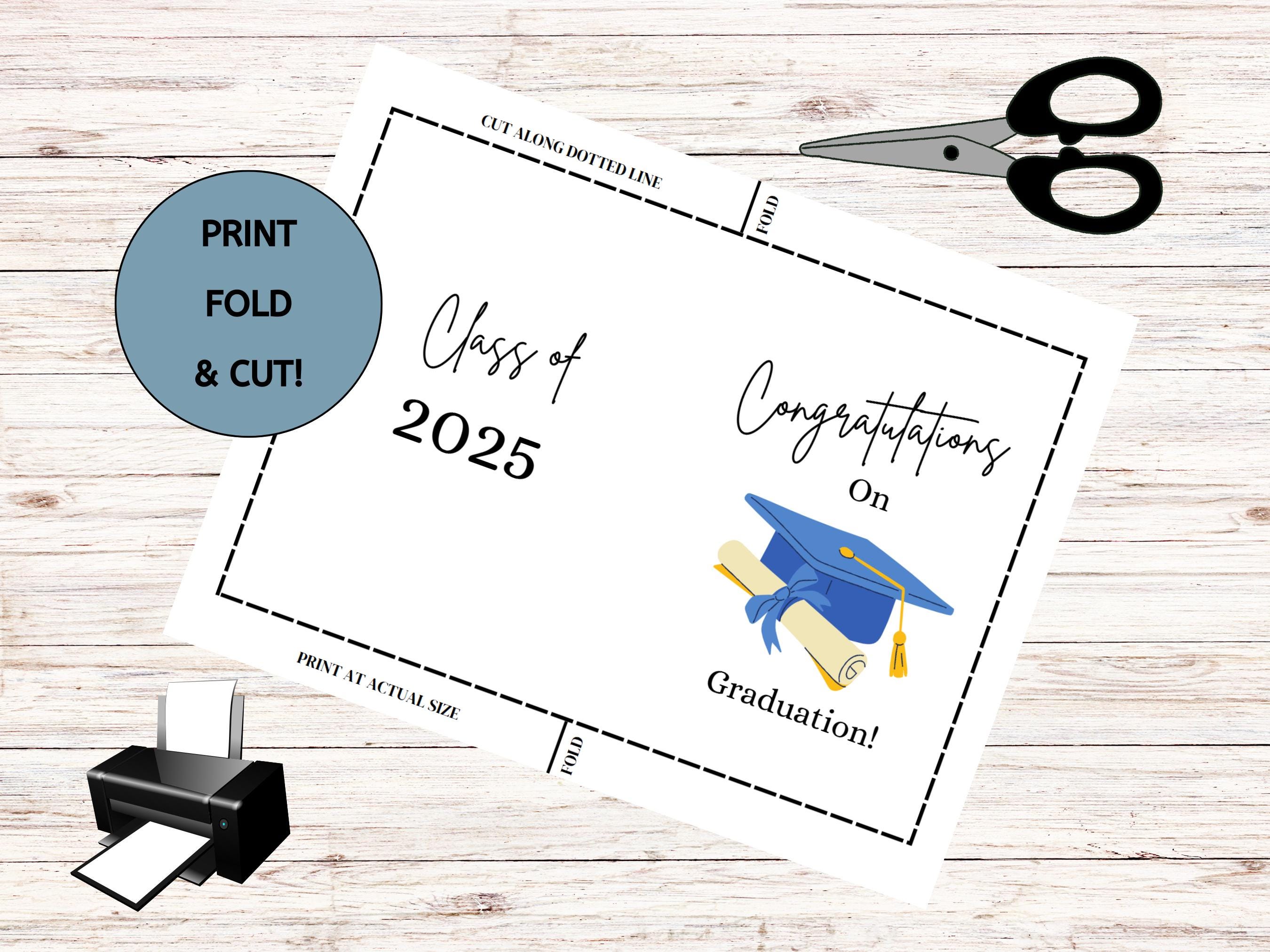 Printable Graduation Card, Congratulations Graduate, Folding Graduation ...
