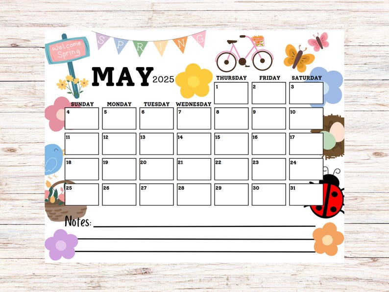 2025 May Calendar Editable, Spring Calendar, Printable Calendar ...