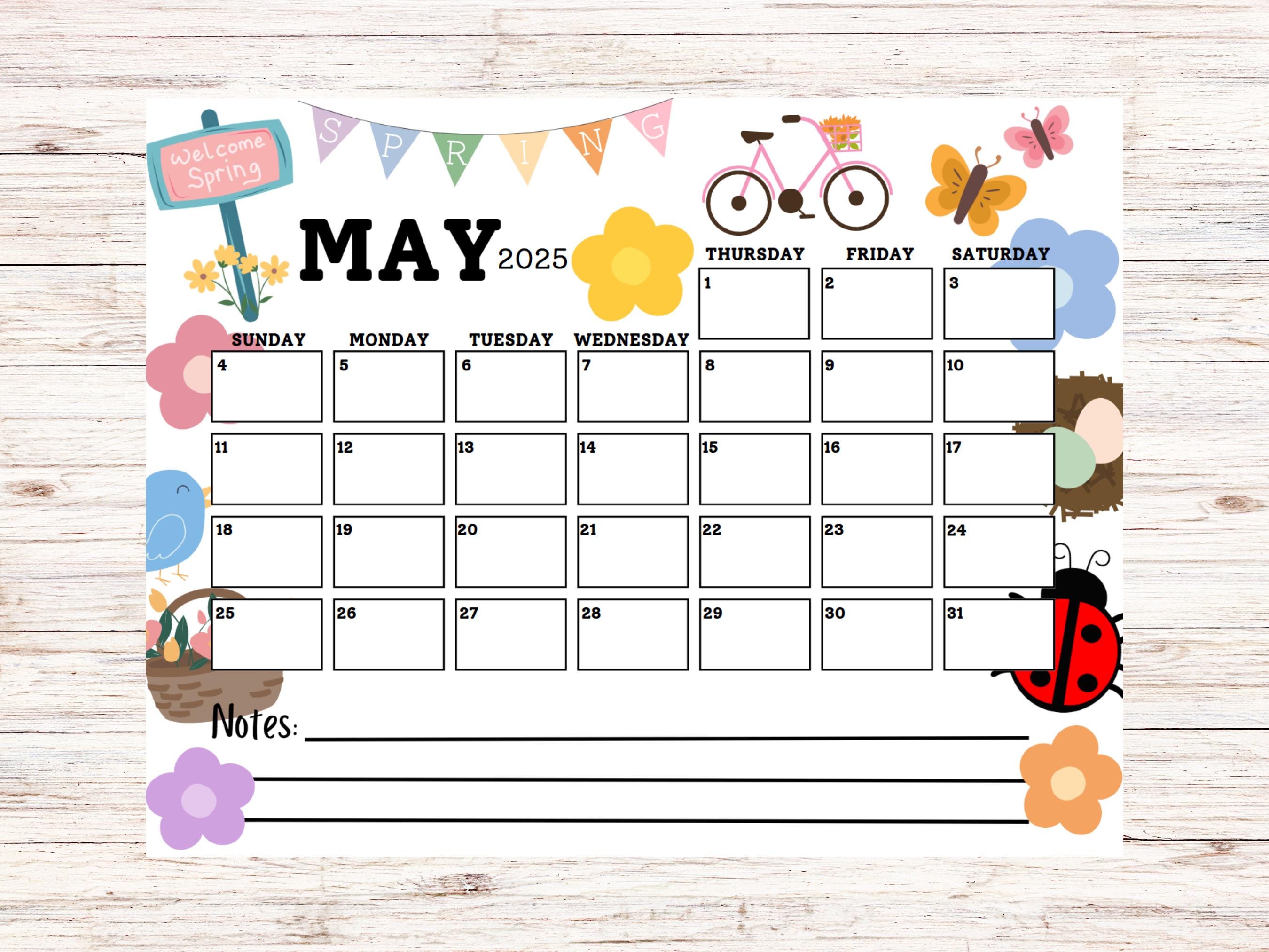 2025 May Calendar Editable, Spring Calendar, Printable Calendar ...
