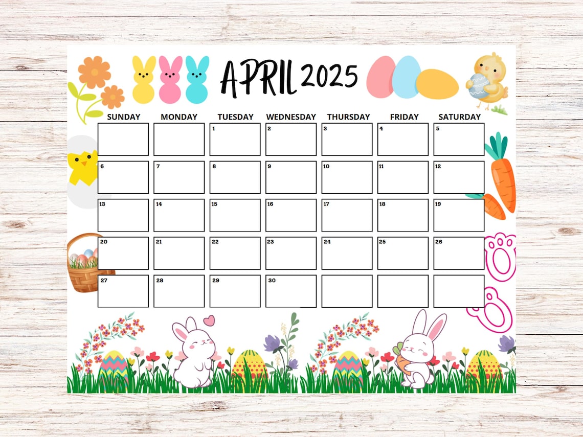 2025 April Calendar, Easter Calendar, Printable Calendar Template ...