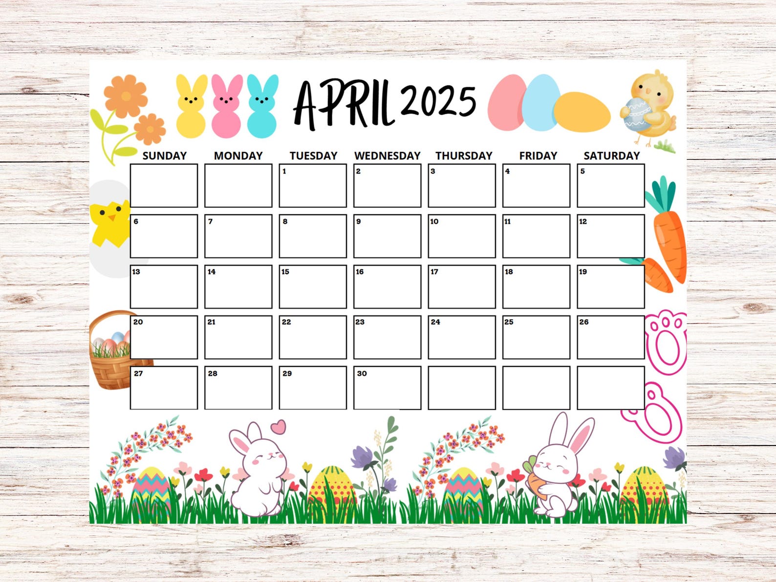 2025 April Calendar, Easter Calendar, Printable Calendar Template ...