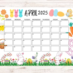 2025 April Calendar, Easter Calendar, Printable Calendar Template ...