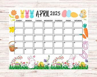 2025 April Calendar, Easter Calendar, Printable Calendar Template ...