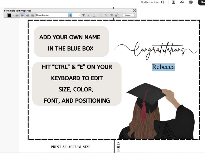 Editable and Printable Graduation Card, Personalize Graduation Card ...