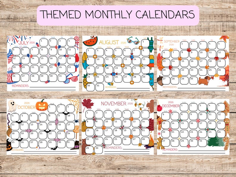 Editable 2026 Monthly Calendar Bundle, Home and Office Printable ...