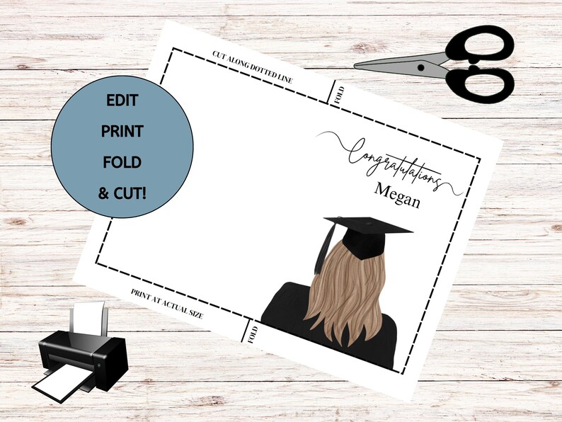 Editable and Printable Graduation Card, Personalize Graduation Card ...