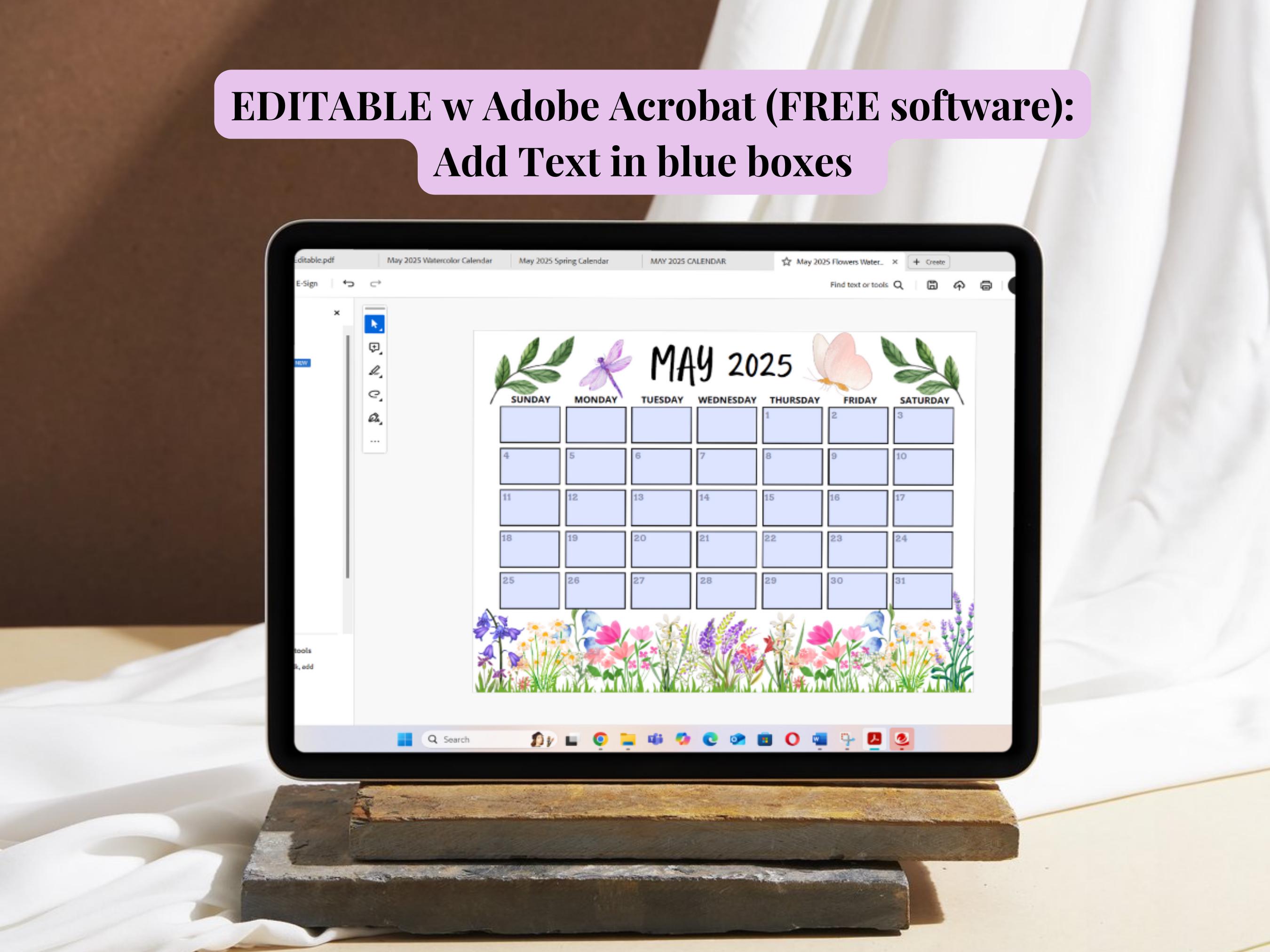 2025 May Calendar Editable, Spring Calendar, Printable Calendar ...