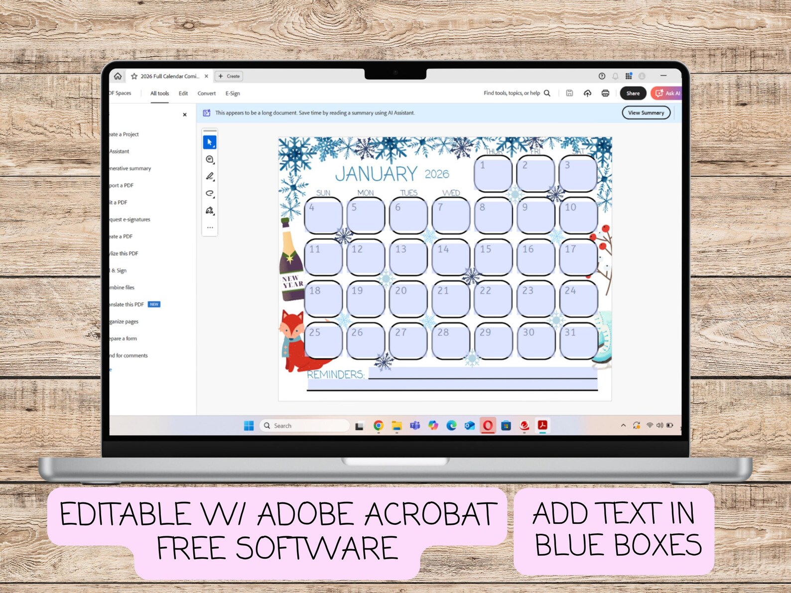 Editable 2026 Monthly Calendar Bundle, Home and Office Printable ...