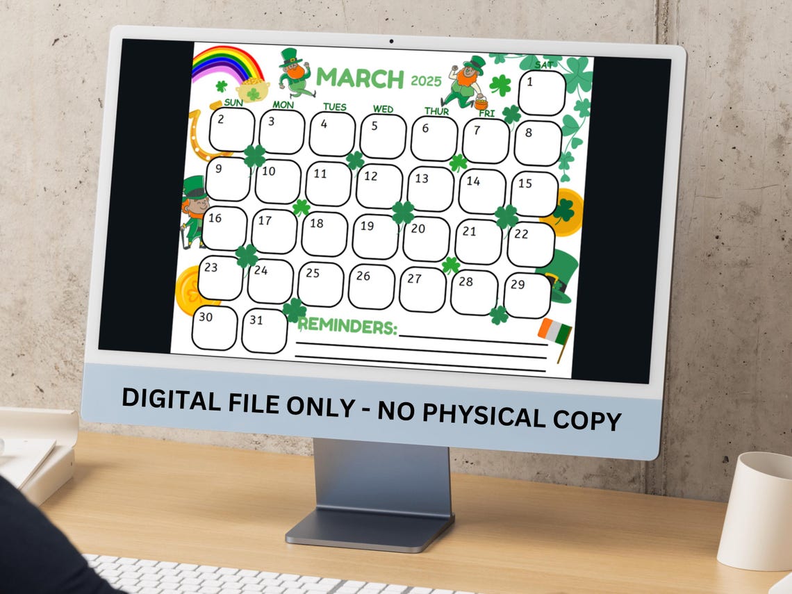 2025 March Calendar, St. Patricks Day Calendar, Printable Calendar ...
