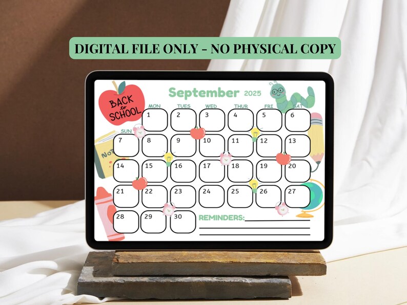 2025 September Calendar Editable, Back to School Calendar, Printable ...