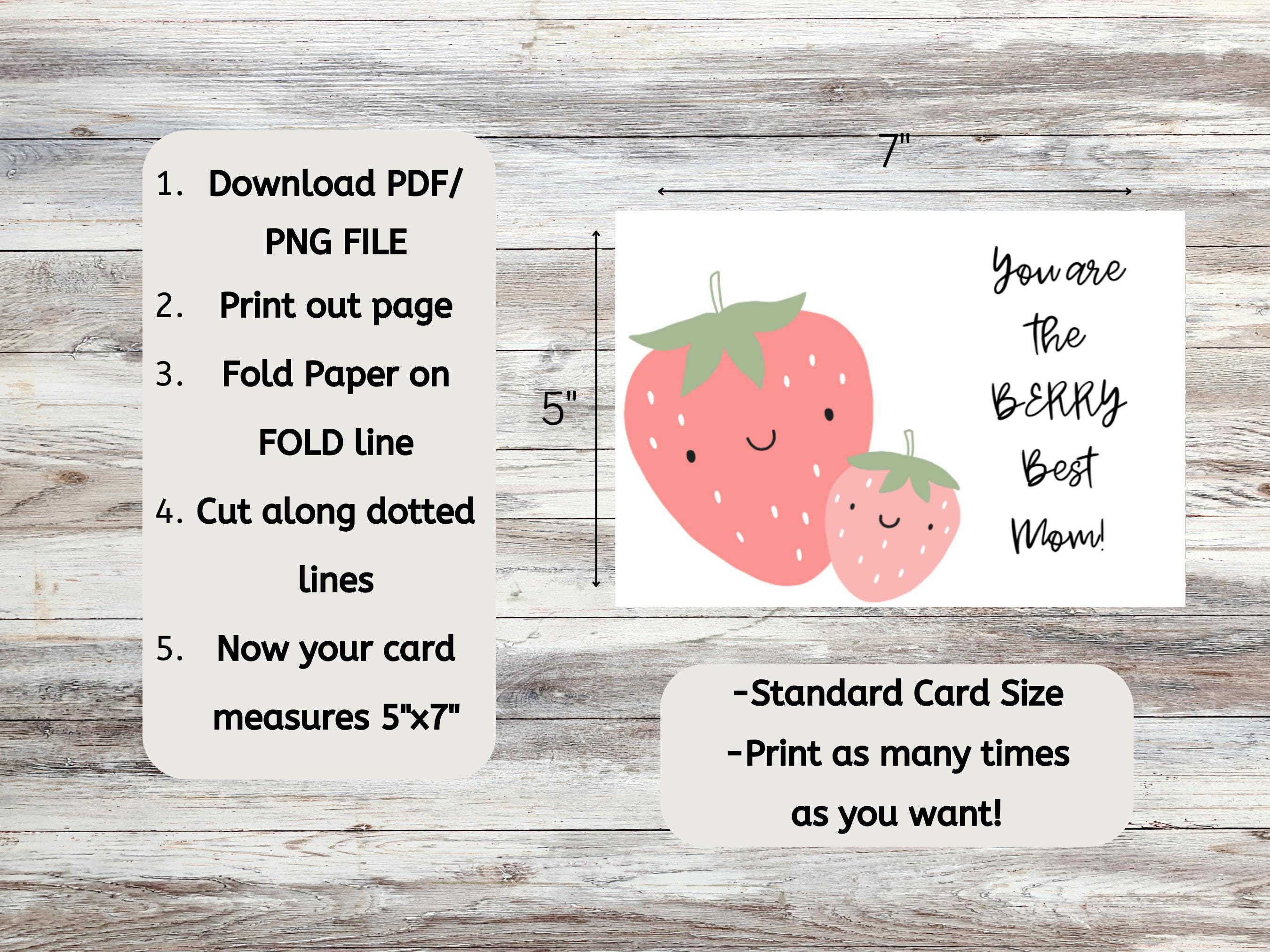 Printable Mother’s Day Card Template, Happy Mother’s Day, Strawberry ...