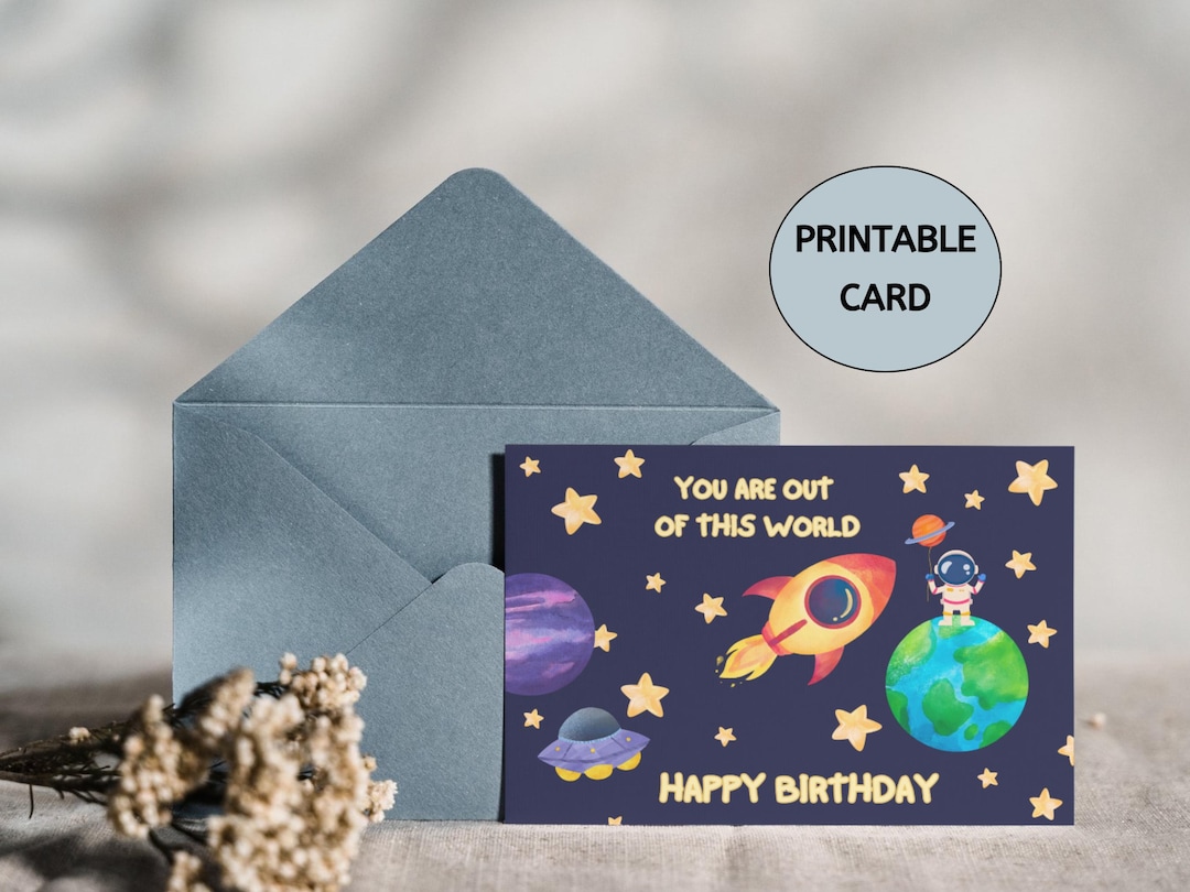 Outer Space Birthday Card: Galaxy Theme (printable & Digital) - Etsy
